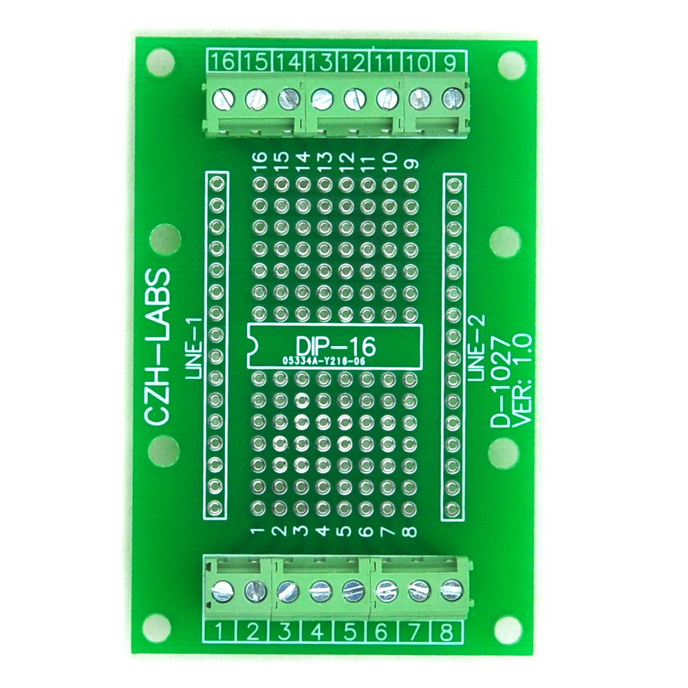 CZH-LABS DIP-16 Component to Screw Terminal Block Adapter Board, DIP16 ...